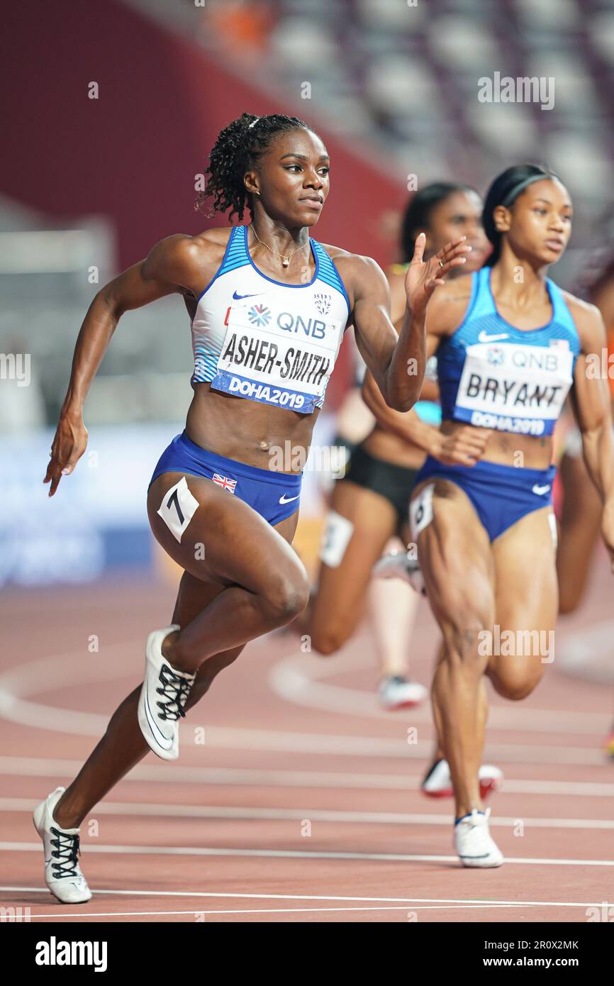 Dina Asher-Smith running the 200m at the 2019 World Athletics ...