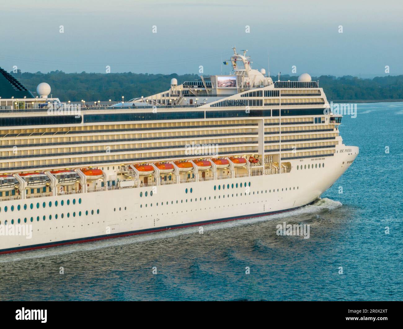 Aerial view of MSC Poesia cruise ship owned and operated by MSC Cruises ...