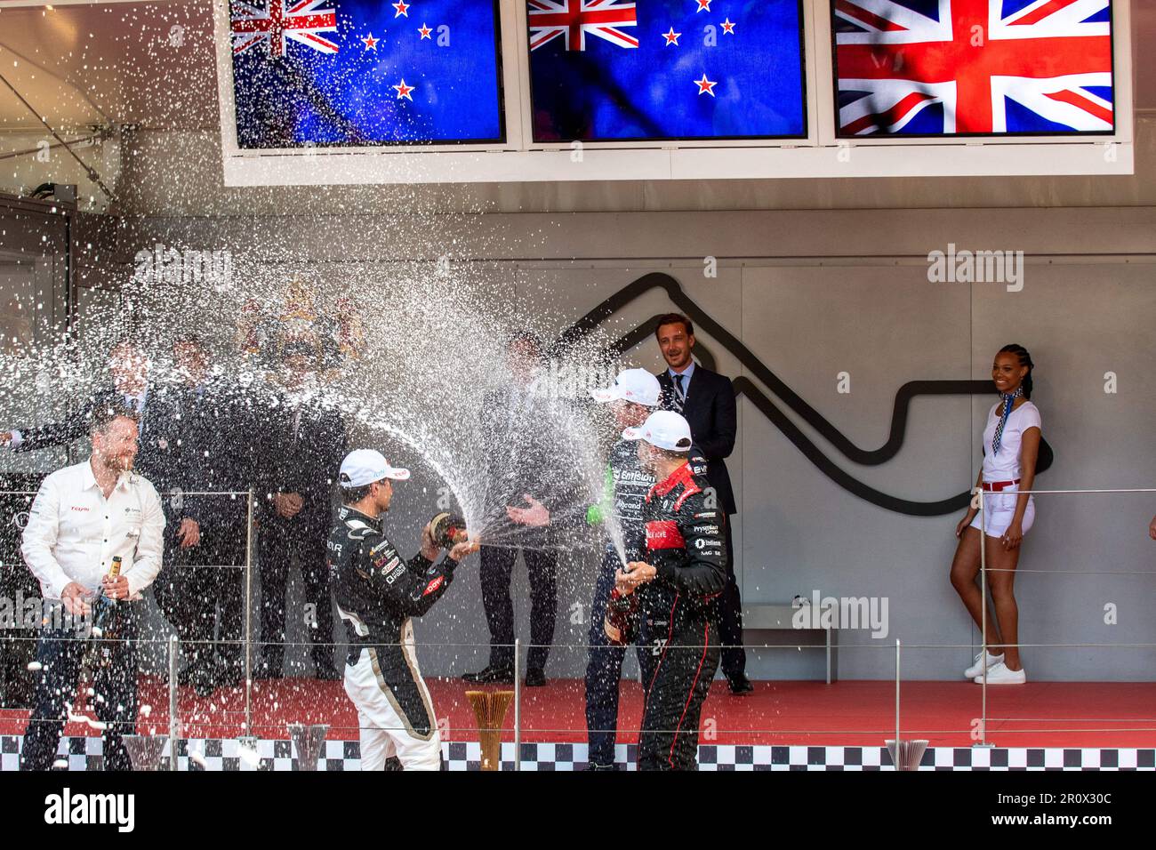 Monaco, Monaco. 06th May, 2023. Champagne shower on the 2023 Monaco Fia ...