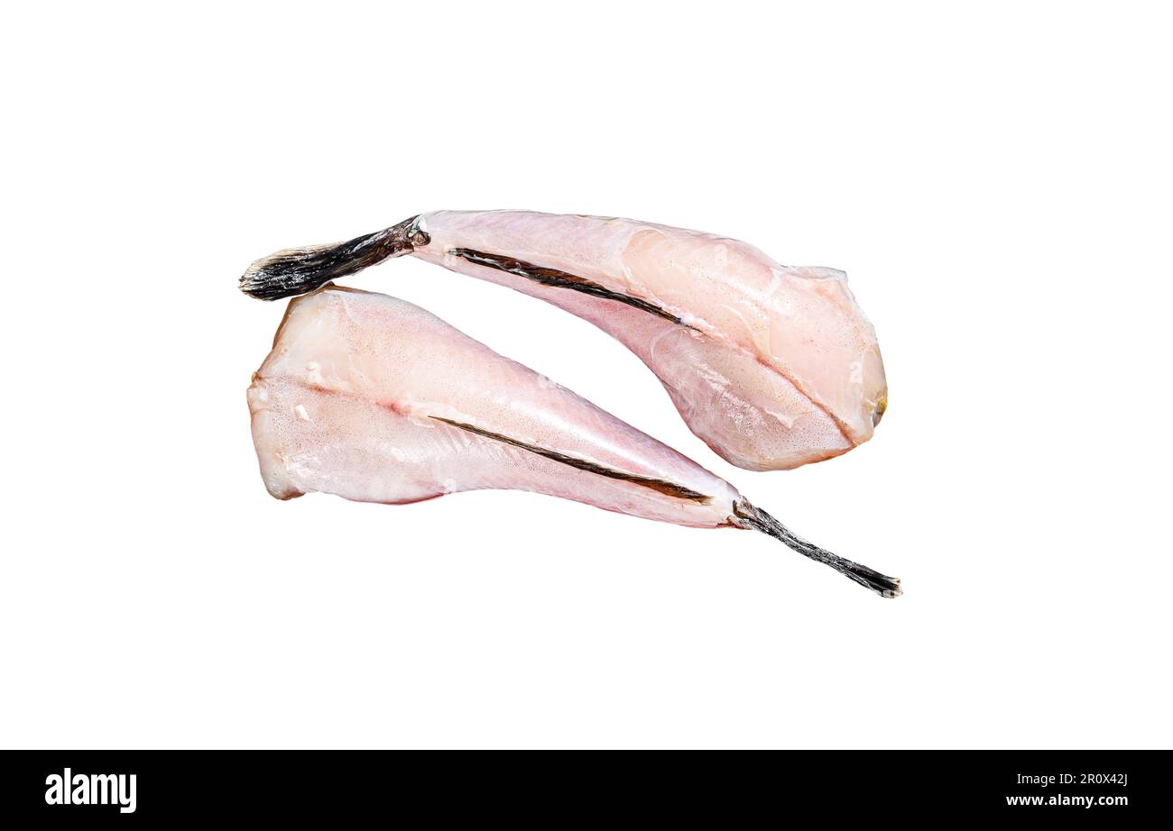 Separate raw fish monkfish. Isolated on white background Stock Photo ...