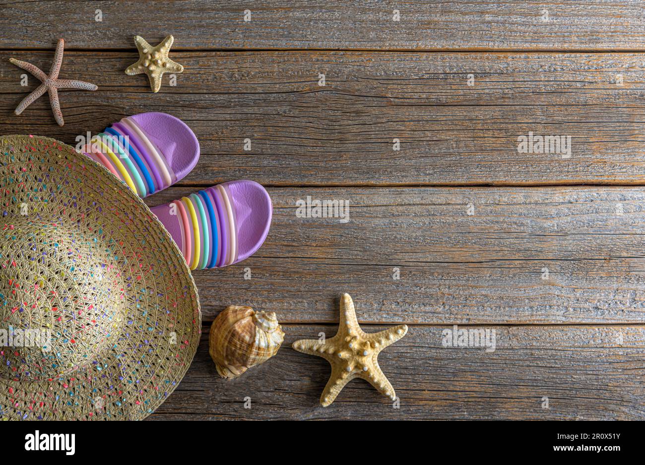 Beach still life on wooden boards Stock Photo - Alamy