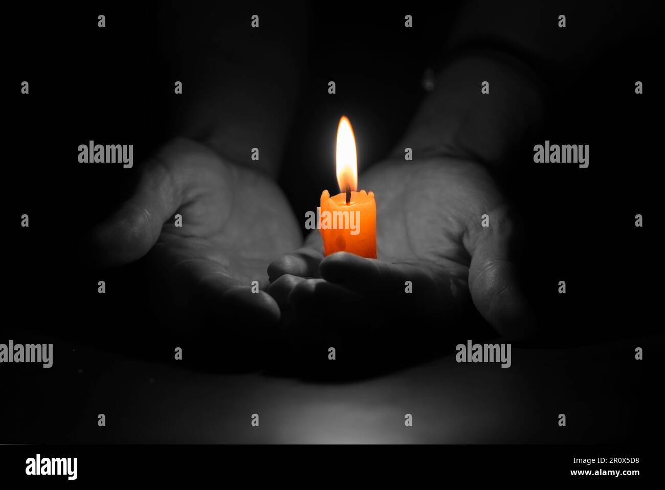 Bright Burning Candle in the Human Hands. Remembrance and Memorial Day ...