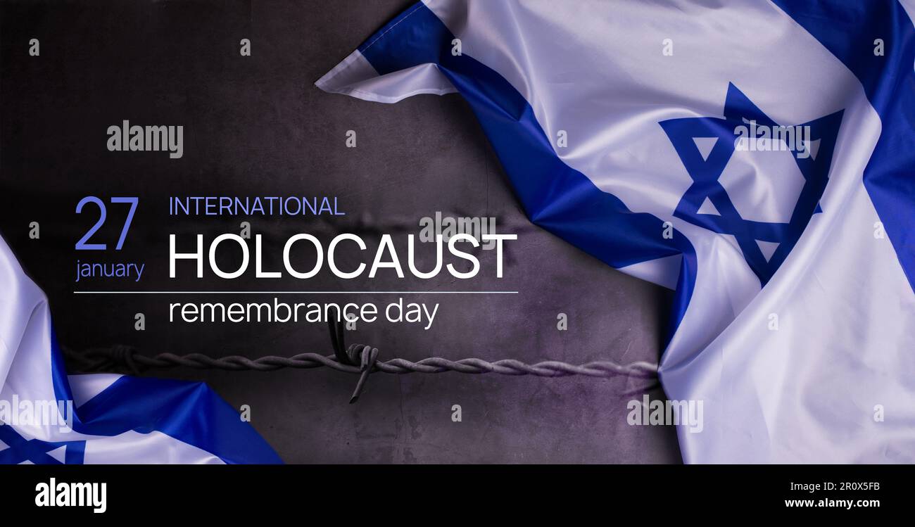 Holocaust Remembrance Day. Yom HaShoah. Official flag of Israel on a ...