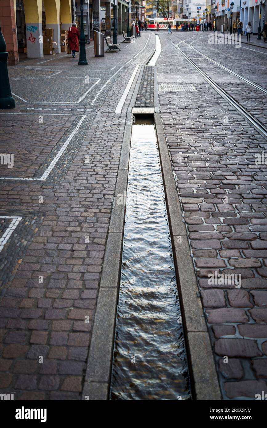 Freiburg Bächle - small water-filled runnels or formalised rills, Old ...
