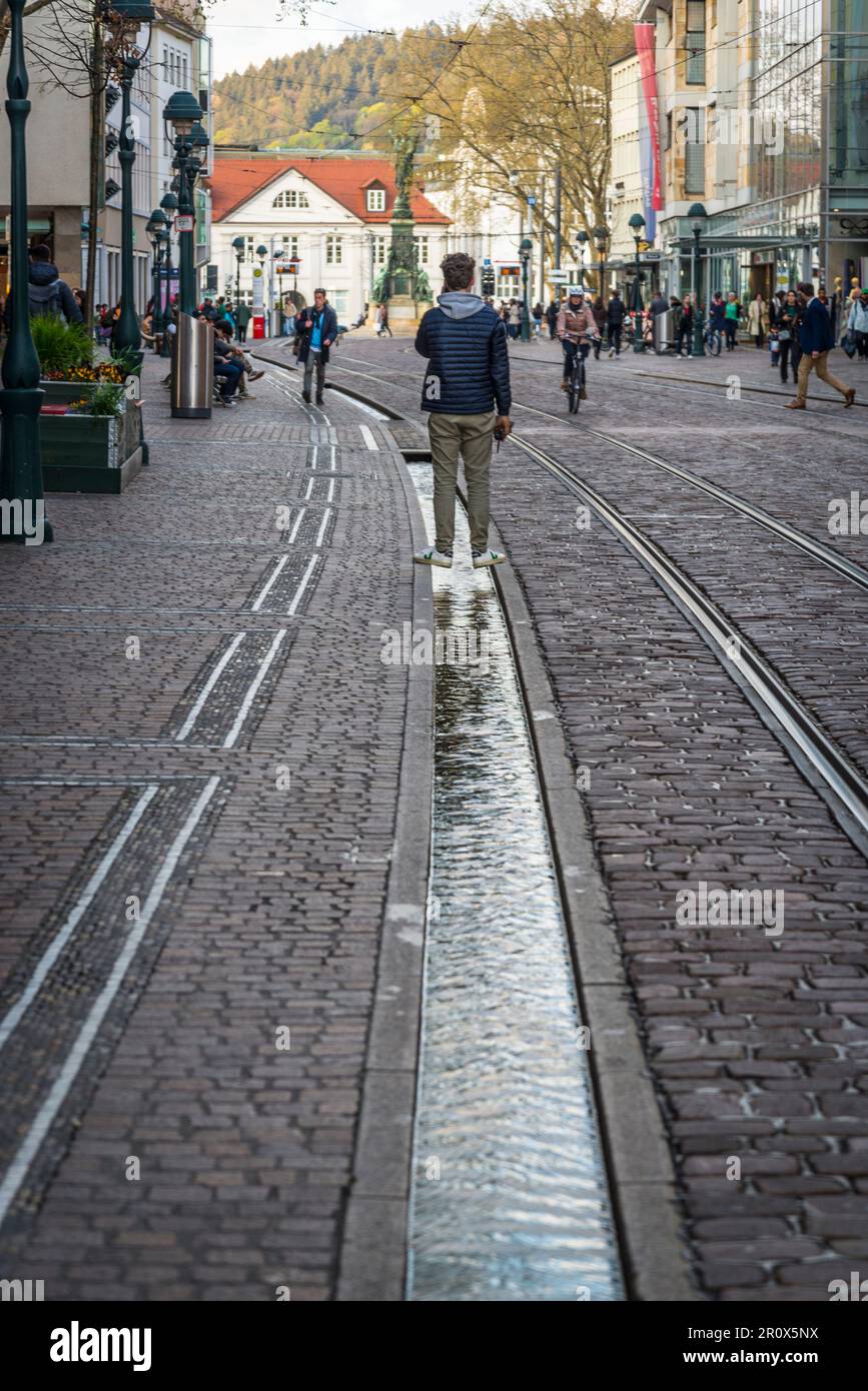 Freiburg Bächle - small water-filled runnels or formalised rills, Old ...