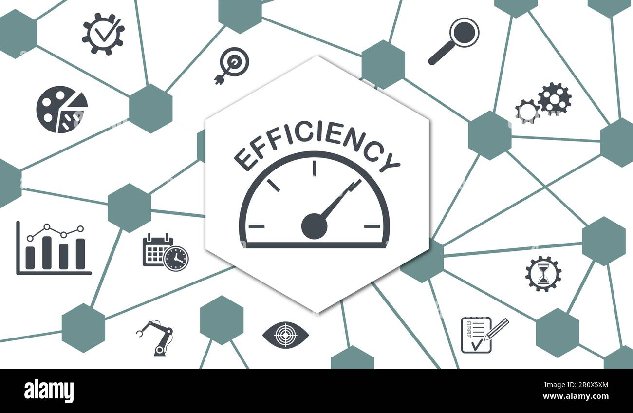 Concept of efficiency with connected icons Stock Photo - Alamy