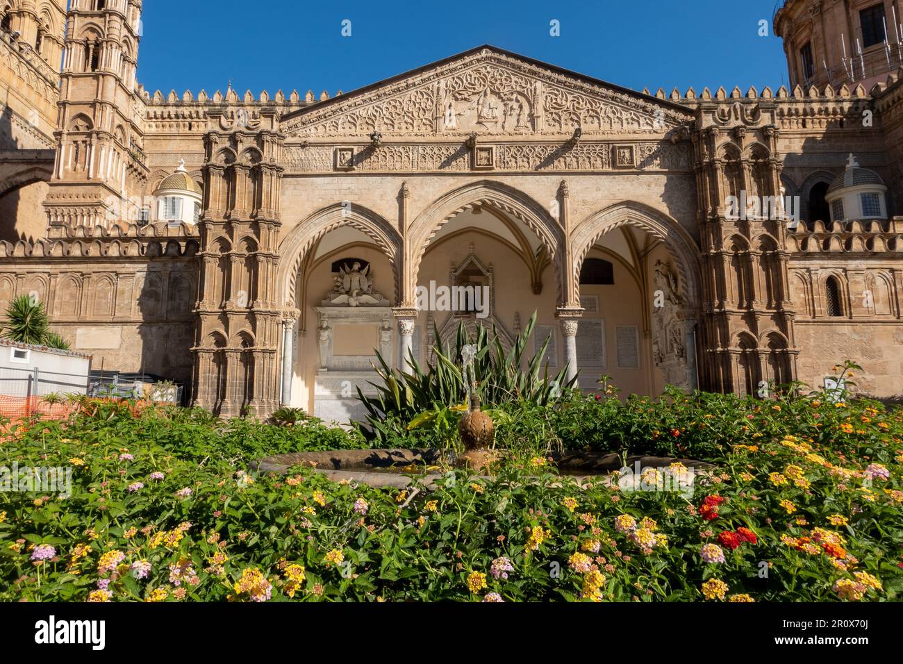 Facade of the famous Cathedral of Palermo, and its gardens, UNESCO ...
