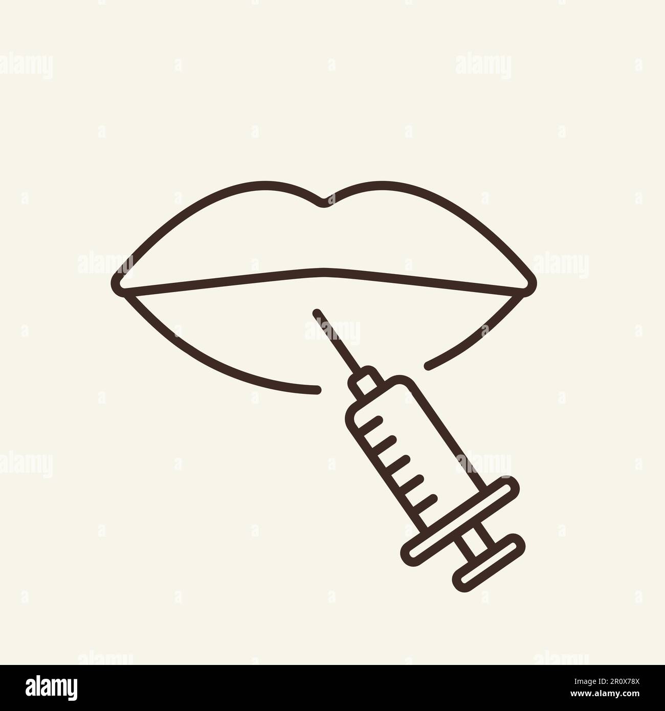 Beauty injection line icon. Lips, face, syringe Stock Vector Image ...