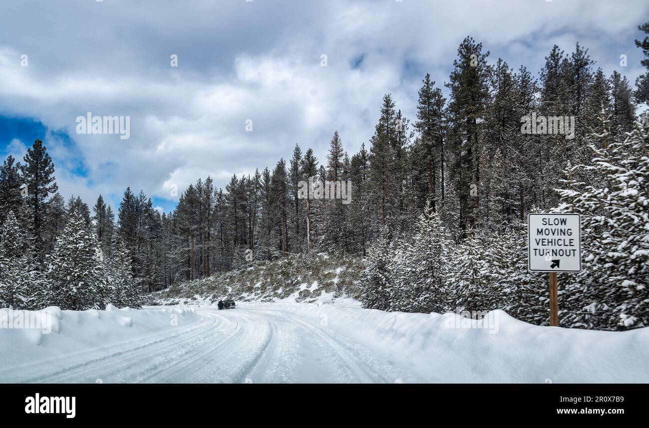 Slow vehicle turnout sign hi-res stock photography and images - Alamy