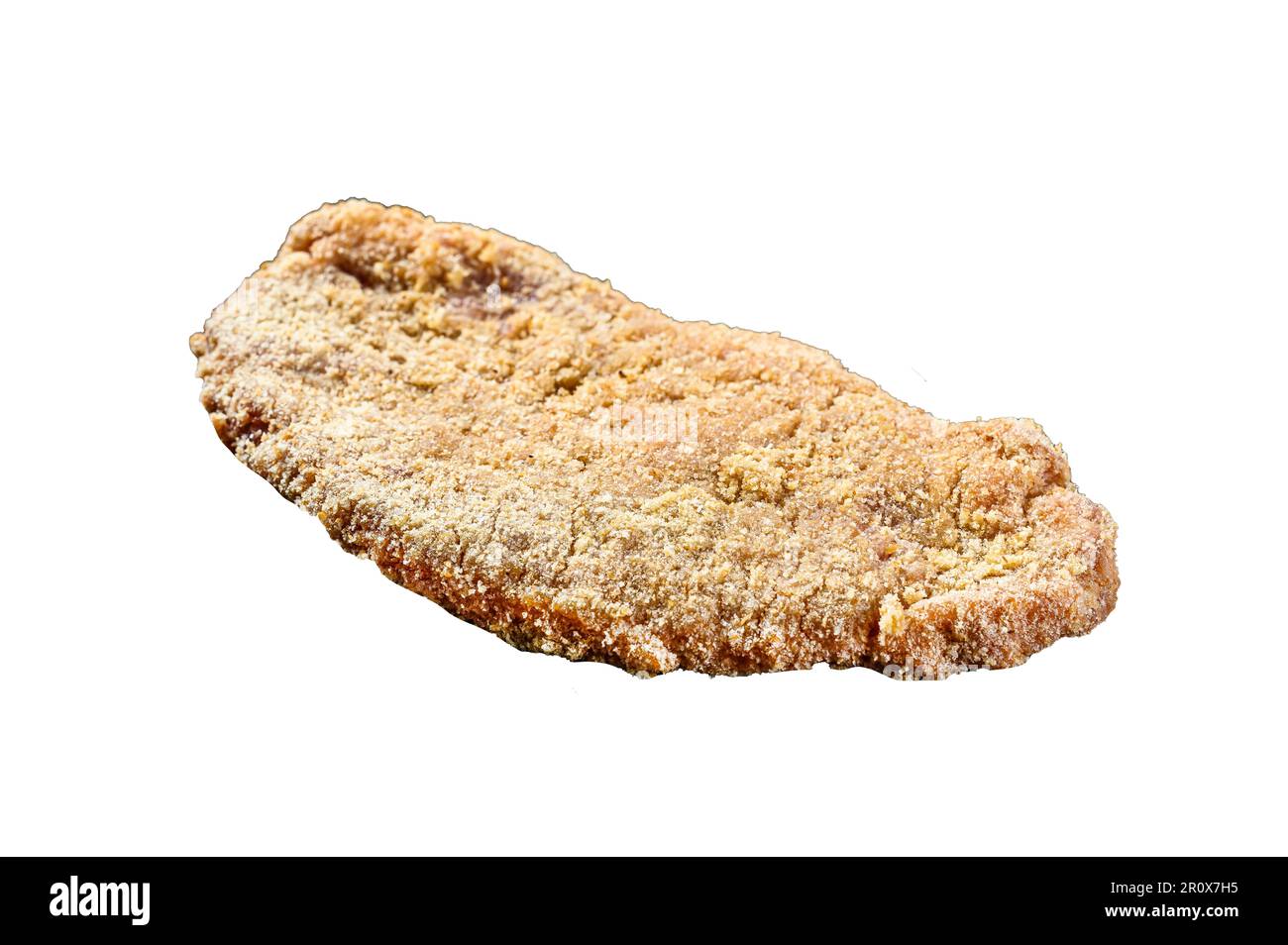 Homemade raw breaded German Weiner Schnitzel. Isolated on white ...