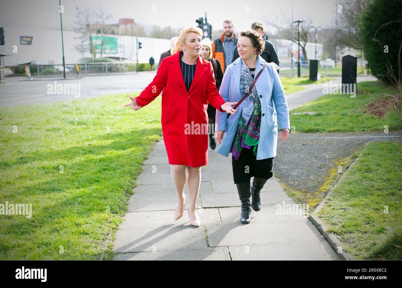 Labour MP Louise Haigh (left) walks with Labour MP Catherine McKinnell ...