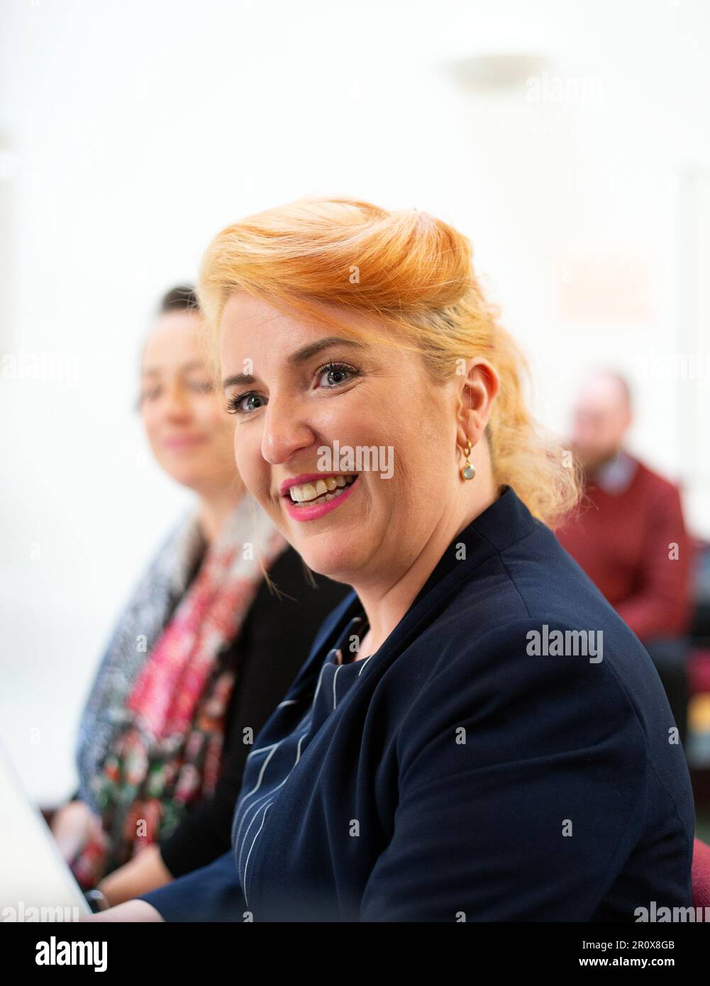 Labour MP Louise Haigh at a meeting about local transport issues with ...