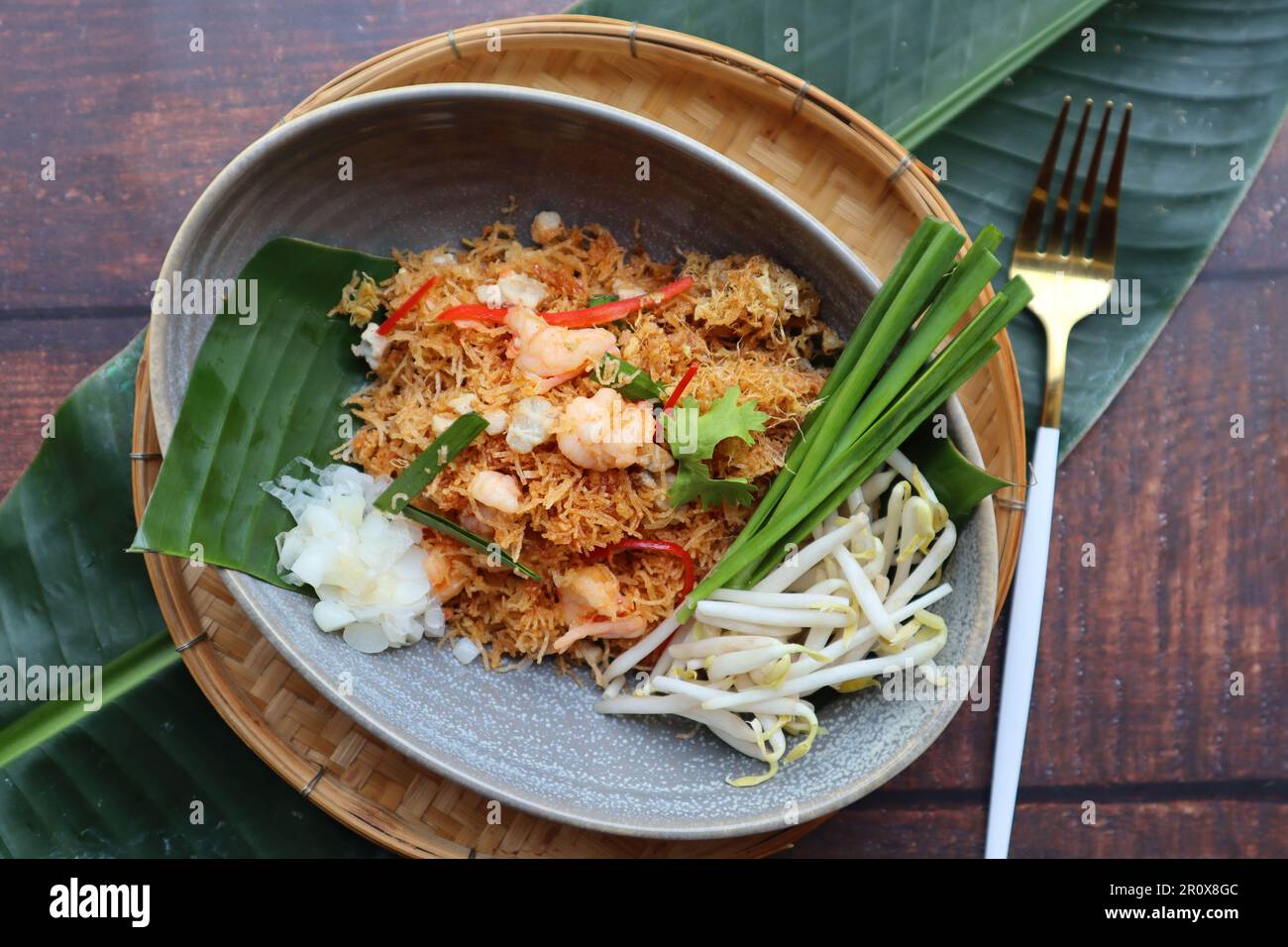 Mee Krob - Thai appetizer of sweet and sour crispy Rice noodles, shrimp ...