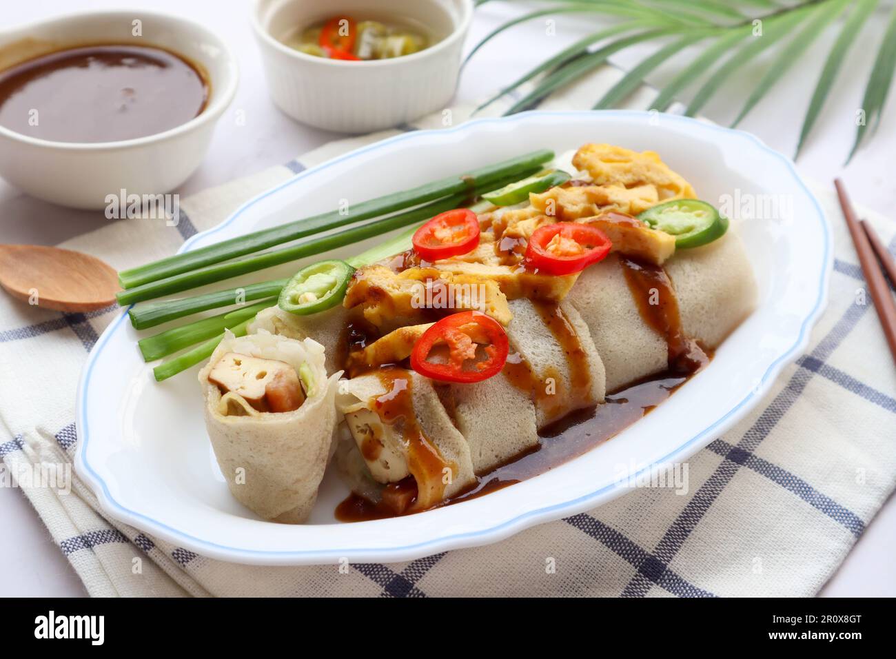 Thai style spring roll at close up view - Thai-Chinese appetizer called ...