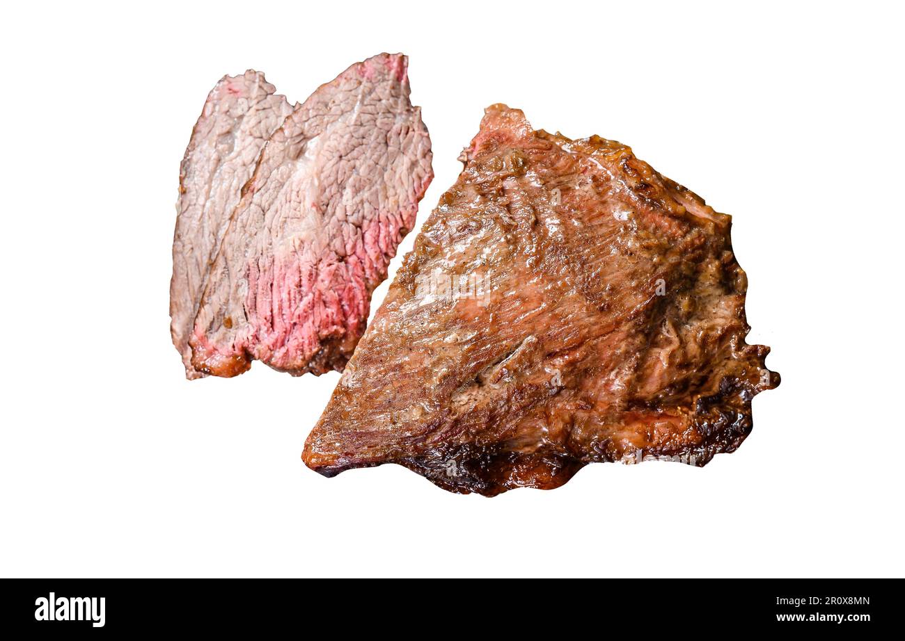 Roast beef tri tip steak bbq. Isolated on white background Stock Photo ...