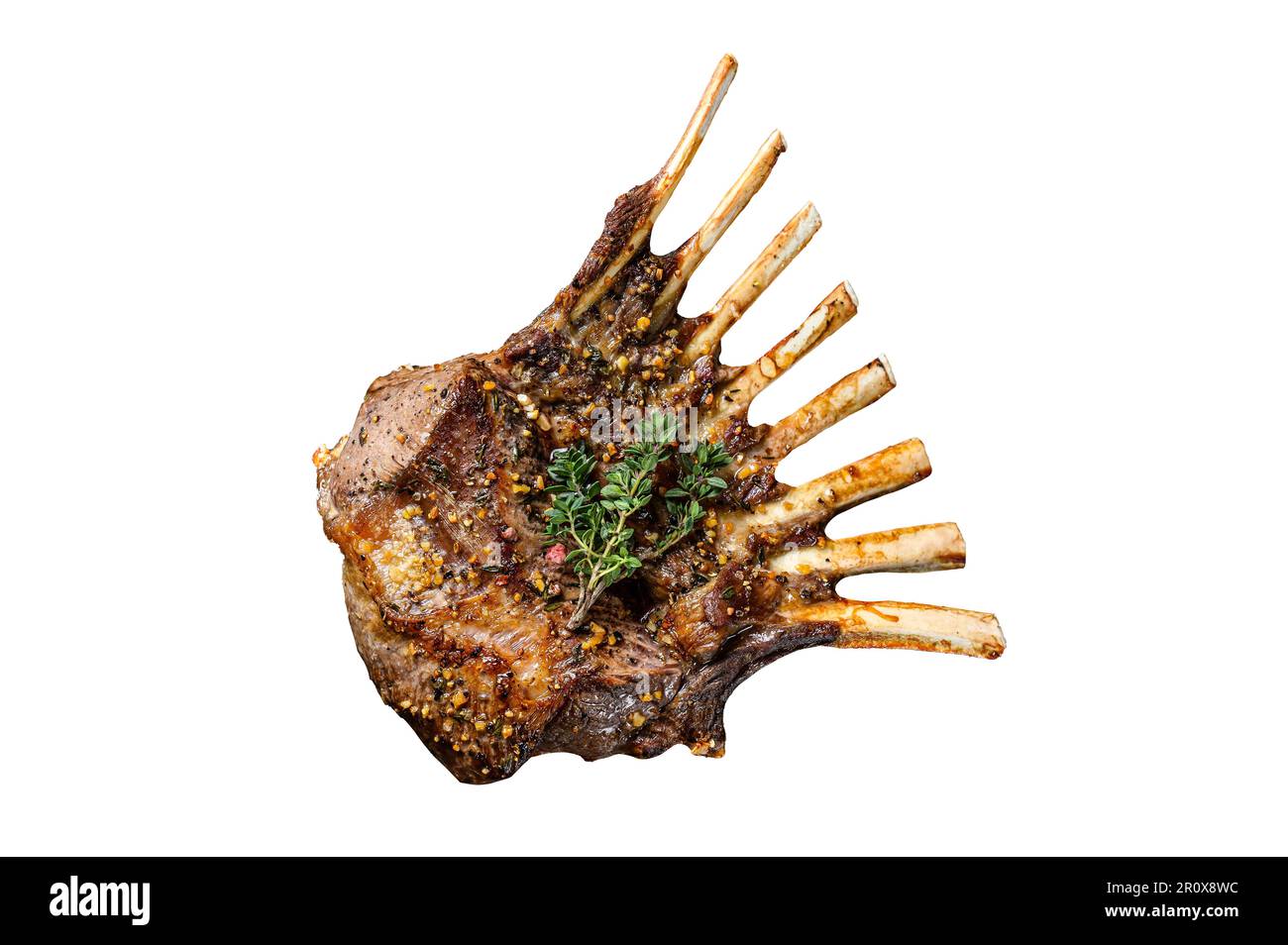 Barbecue rack of lamb meat chops. Isolated on white background Stock ...