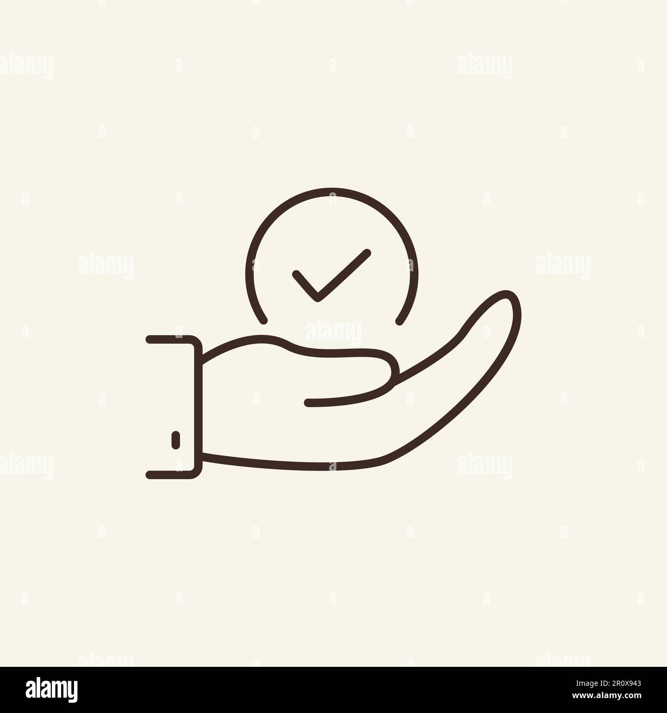 Check mark in hand line icon Stock Vector Image & Art - Alamy