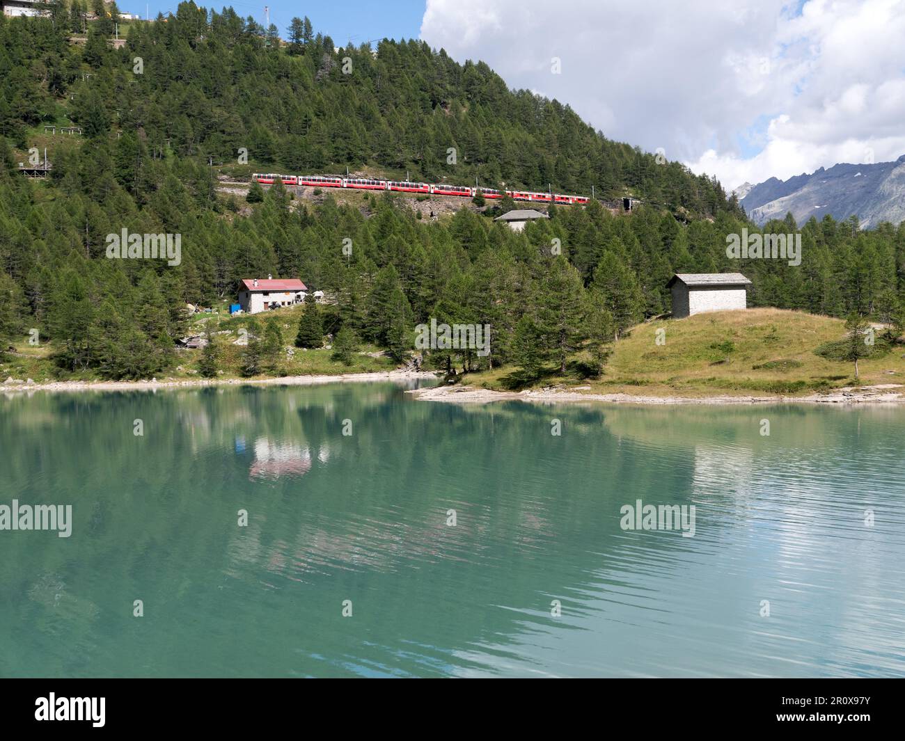 The Bernina Express scenic train travels on the spectacular Albula ...