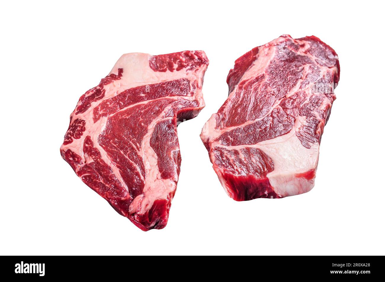 Raw chuck eye roll steaks premium beef meat. Isolated on white ...