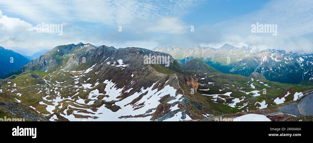 Tranquil summer Alps mountain and serpentines of Grossglockner High ...