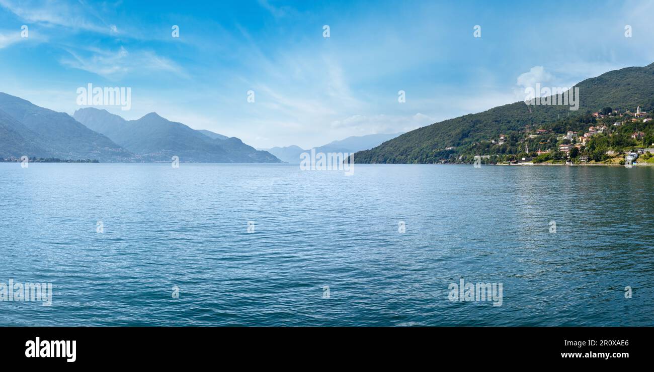 Lake Como (Italy) summer panorama. View from ship board Stock Photo - Alamy