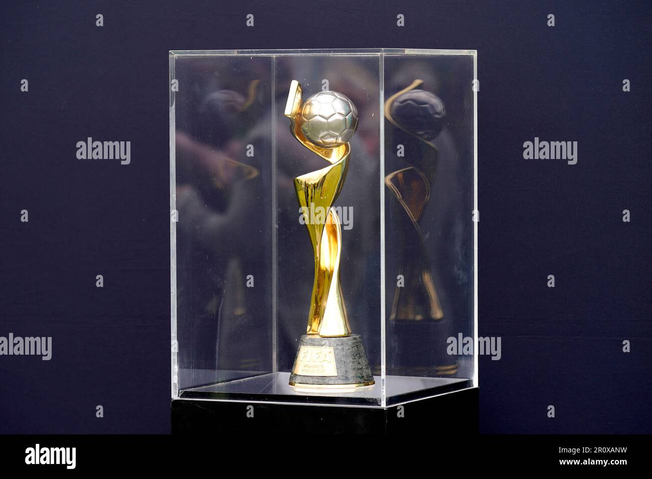 A general view of the Women's World Cup trophy on display during the ...