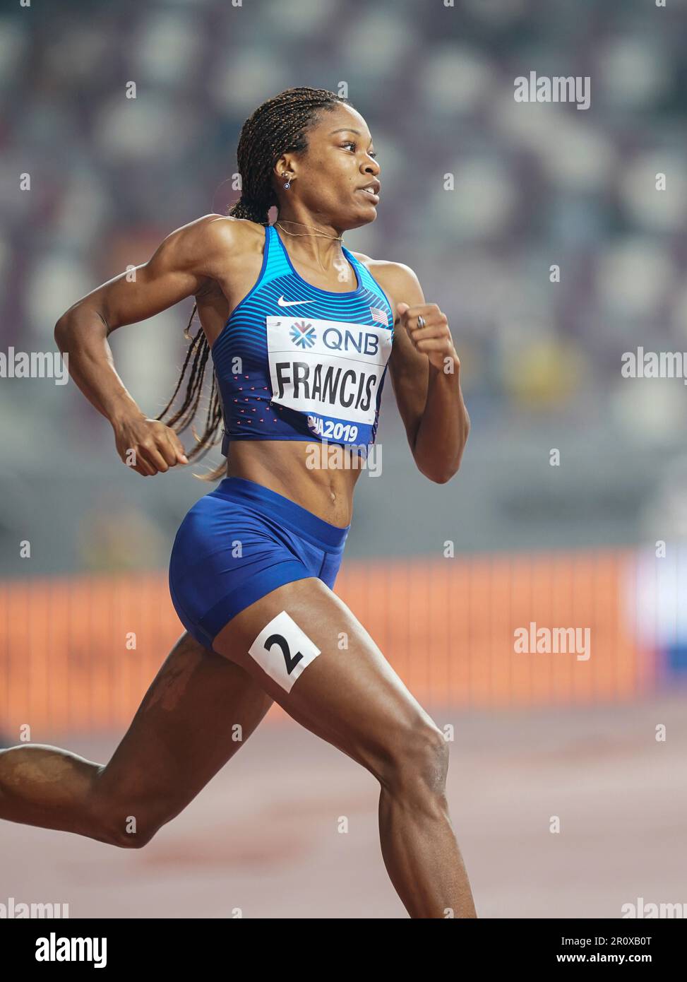 Phyllis FRANCIS running the 400m at the 2019 World Athletics ...