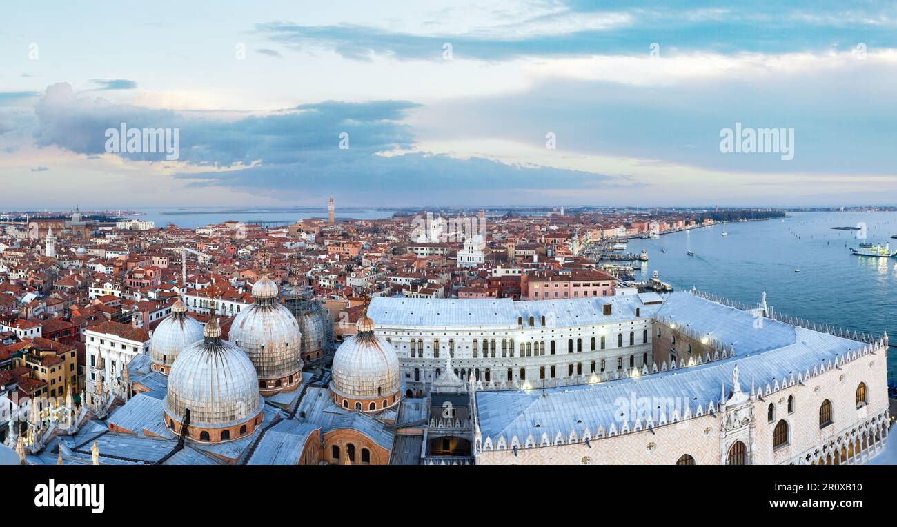 Venice city (Italy) evening top view. Panorama Stock Photo - Alamy