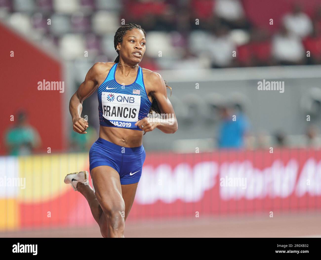Phyllis FRANCIS running the 400m at the 2019 World Athletics ...