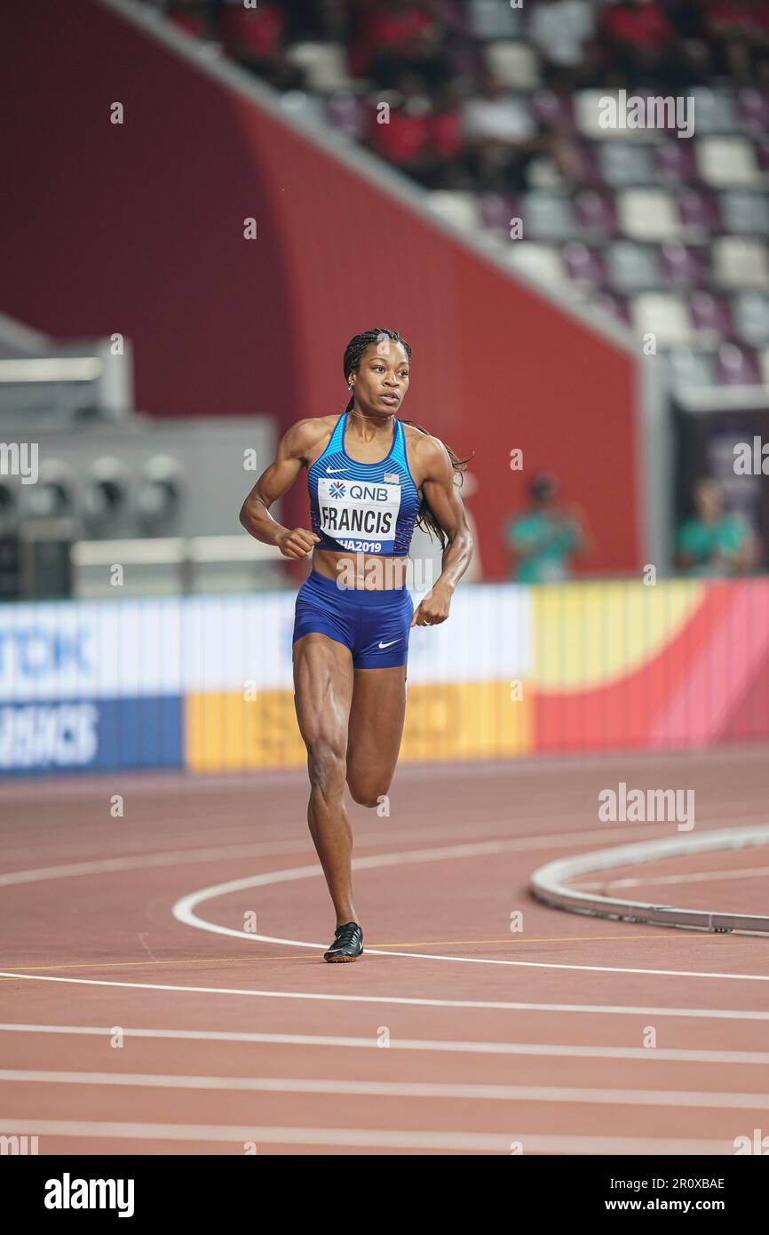 Phyllis FRANCIS running the 400m at the 2019 World Athletics ...