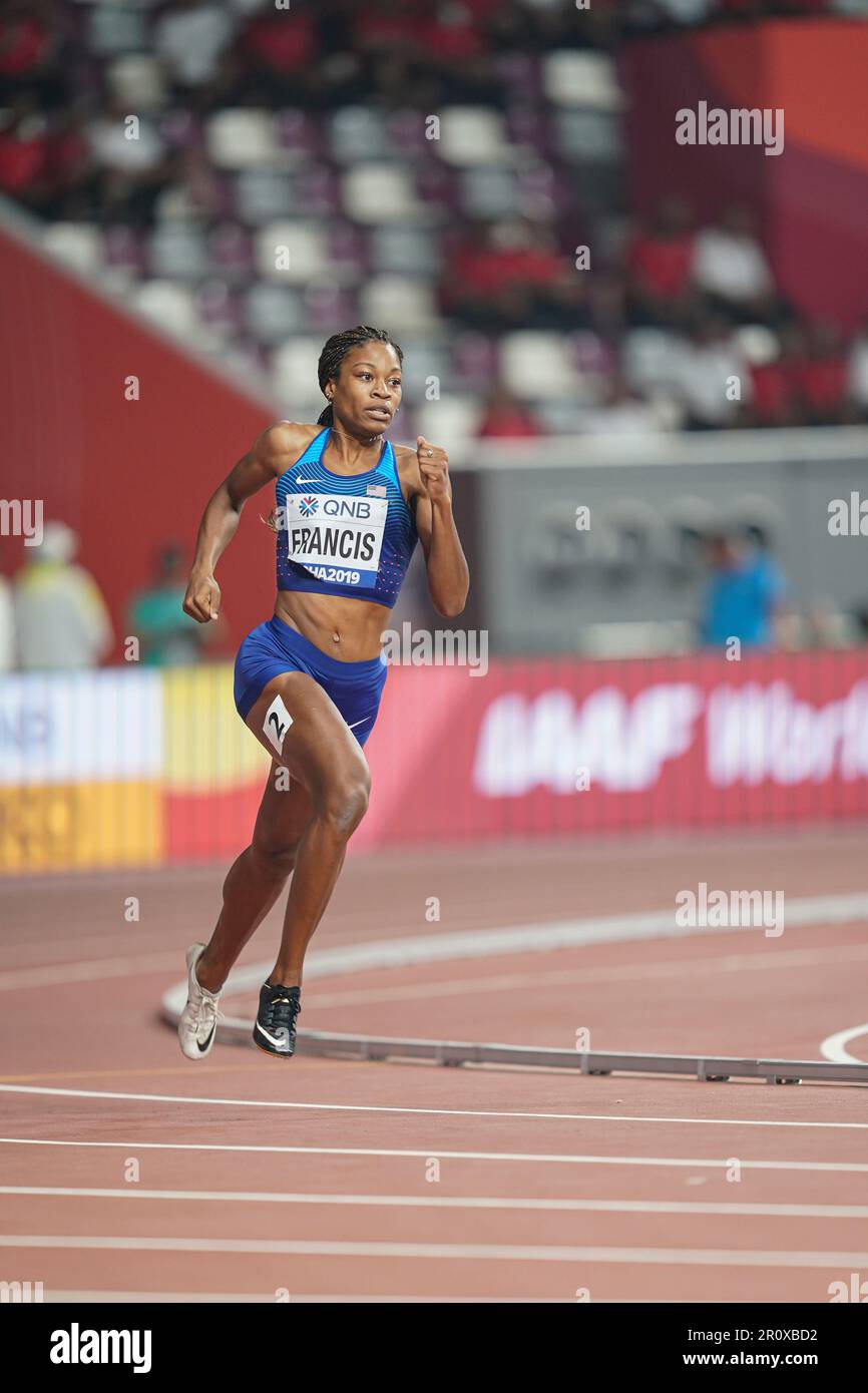 Phyllis FRANCIS running the 400m at the 2019 World Athletics ...