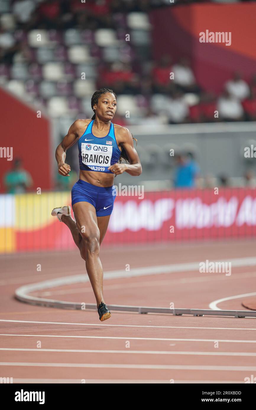 Phyllis FRANCIS running the 400m at the 2019 World Athletics ...