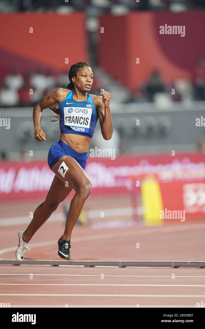 Phyllis FRANCIS running the 400m at the 2019 World Athletics ...