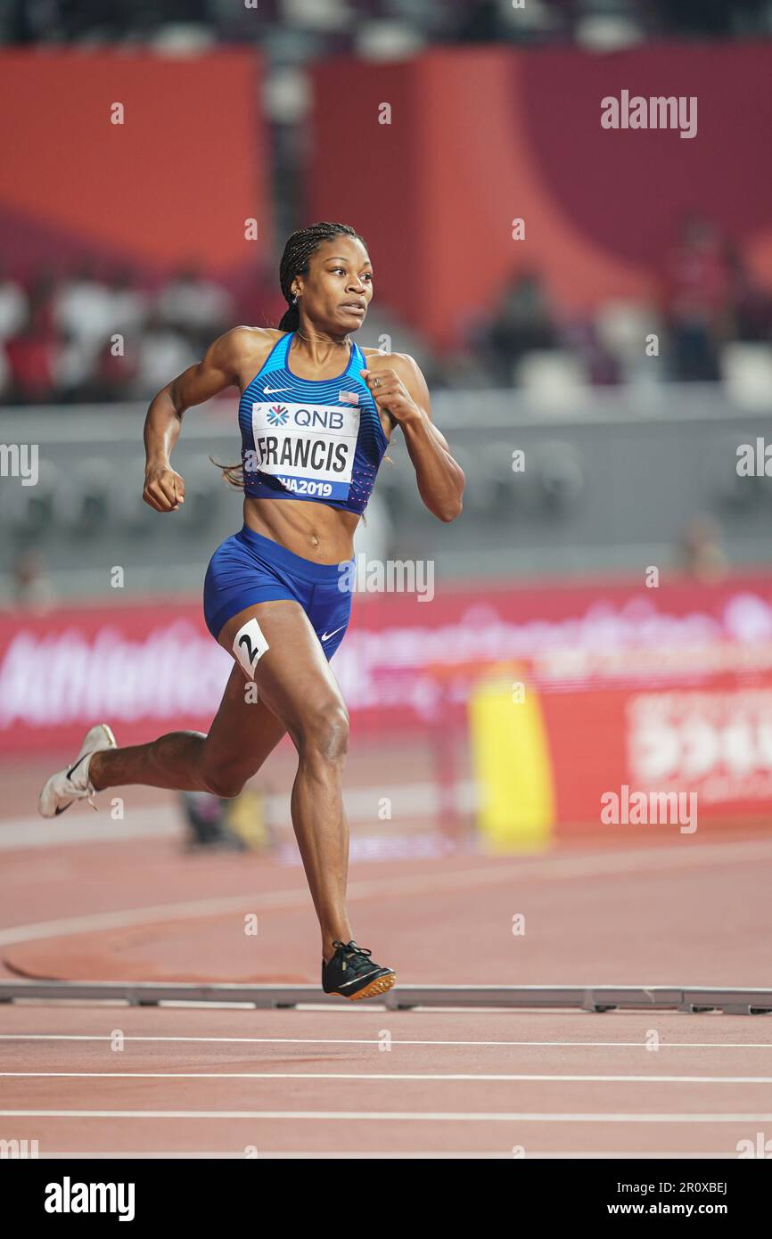 Phyllis FRANCIS running the 400m at the 2019 World Athletics ...