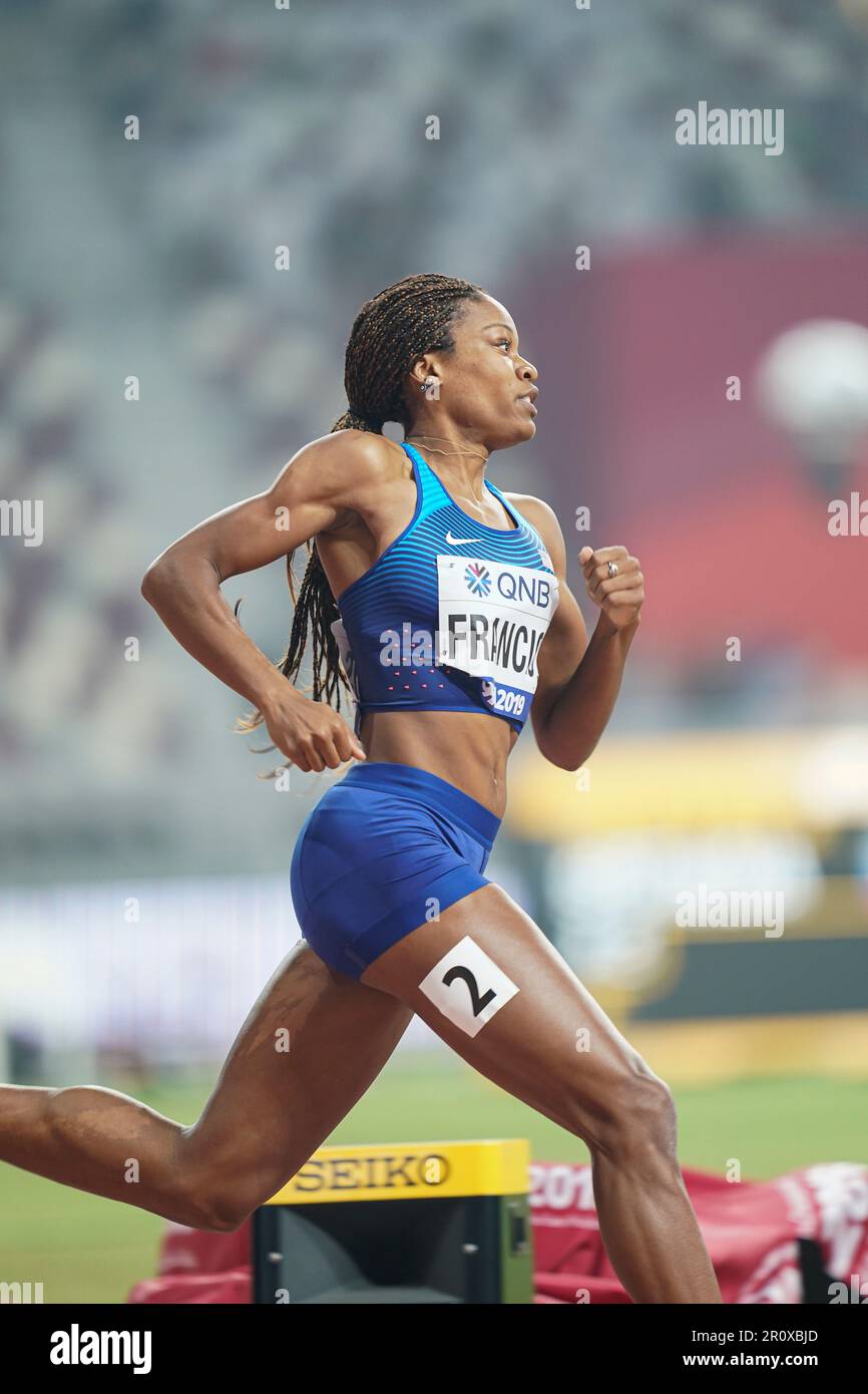 Phyllis FRANCIS running the 400m at the 2019 World Athletics ...