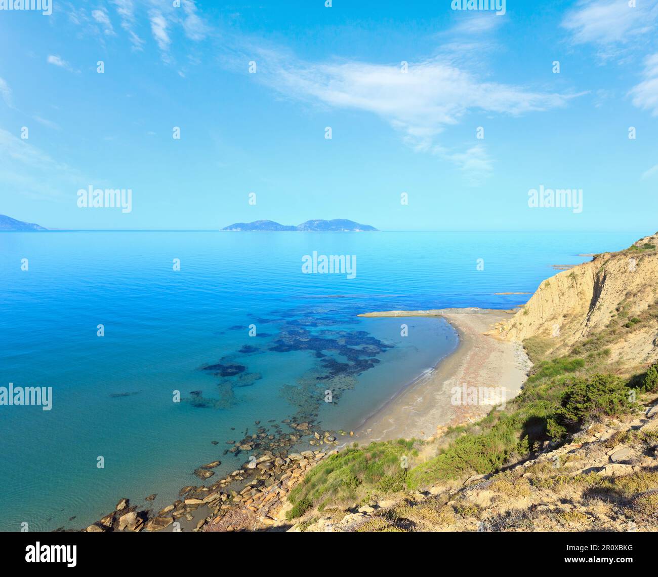 Morning sea rocky coast landscape (Narta Lagoon, Vlore, Albania Stock ...