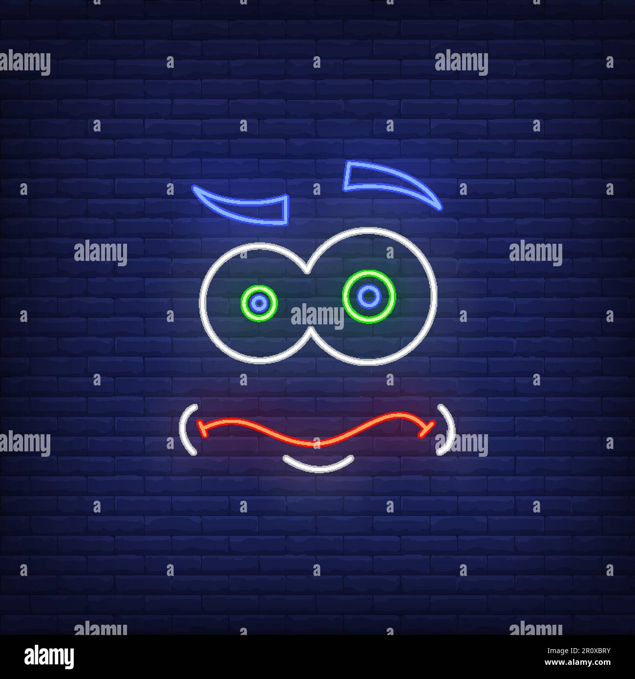 Anxious emoticon neon sign Stock Vector Image & Art - Alamy