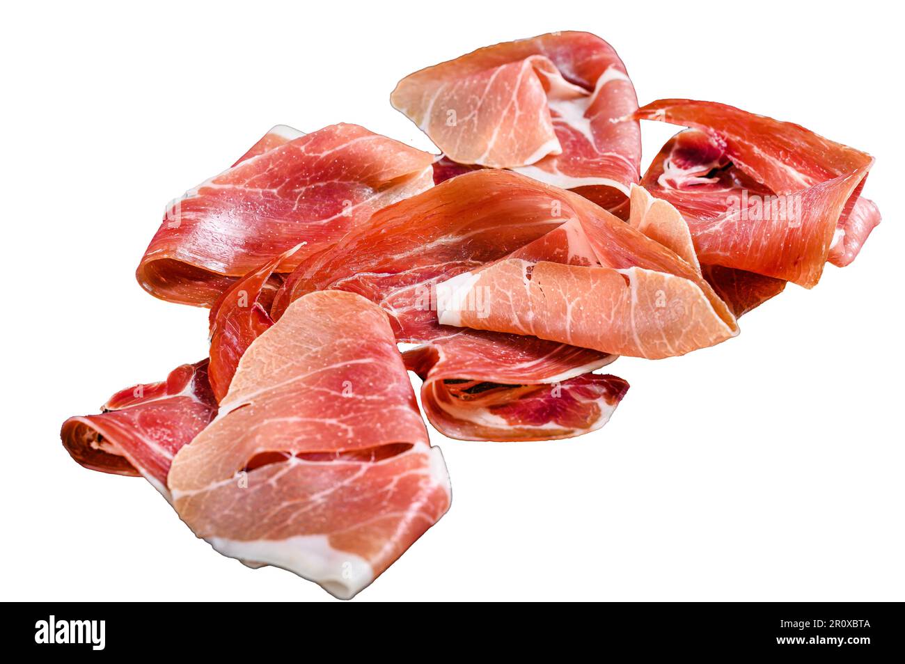 Spanish jamon Serrano, ham. Isolated on white background Stock Photo ...