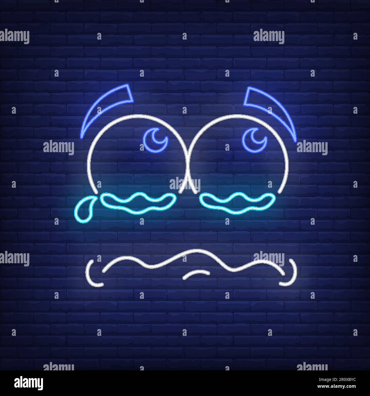 Weeping emoticon neon sign Stock Vector Image & Art - Alamy