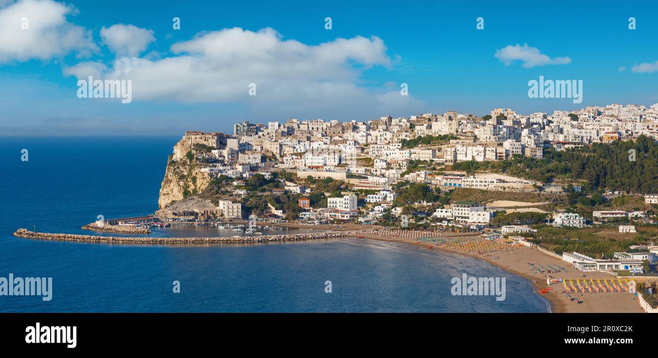 Summer sea perched Peschici beautiful town view, Gargano peninsula in ...