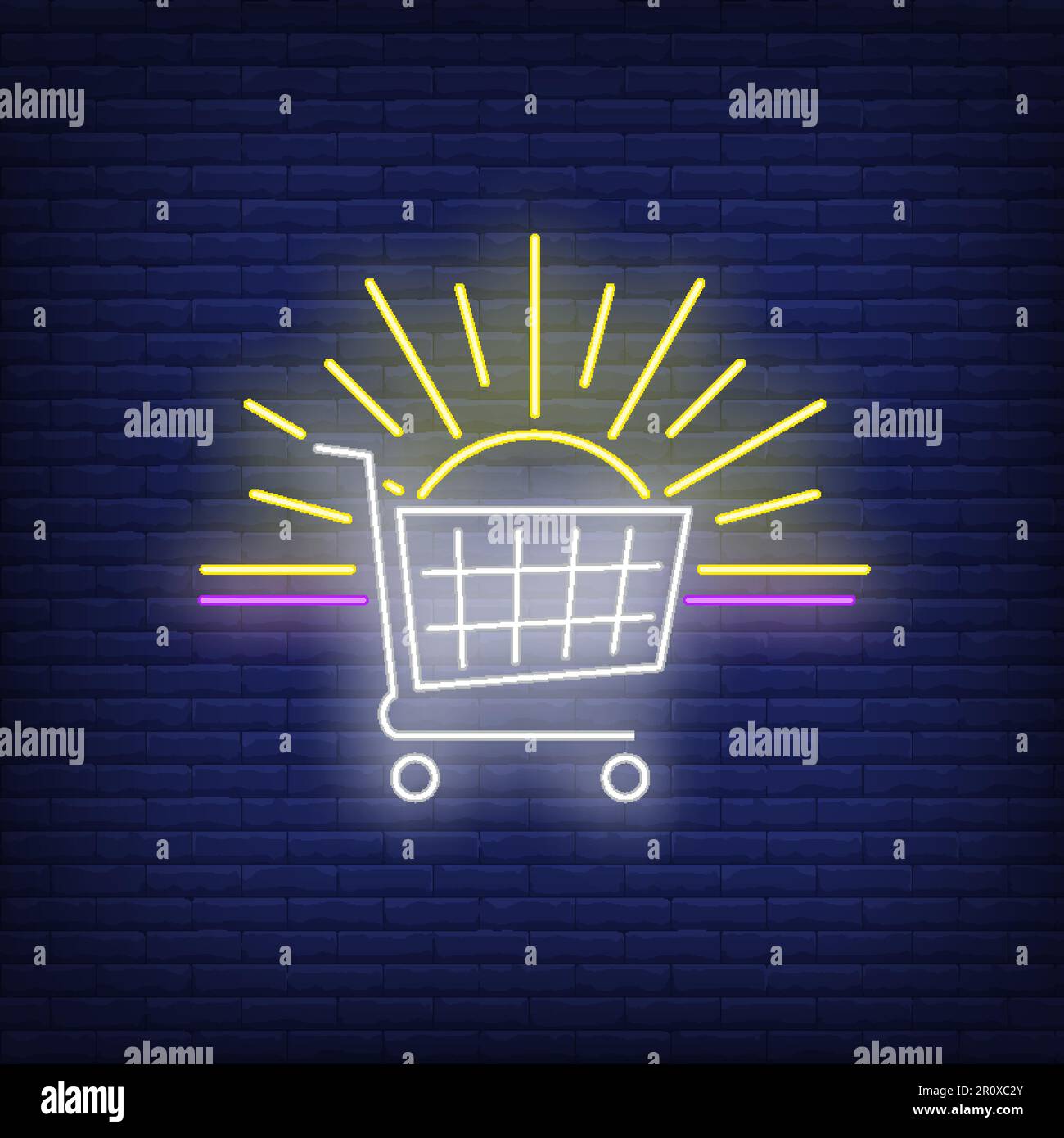 Shopping cart and sun neon sign Stock Vector Image & Art - Alamy