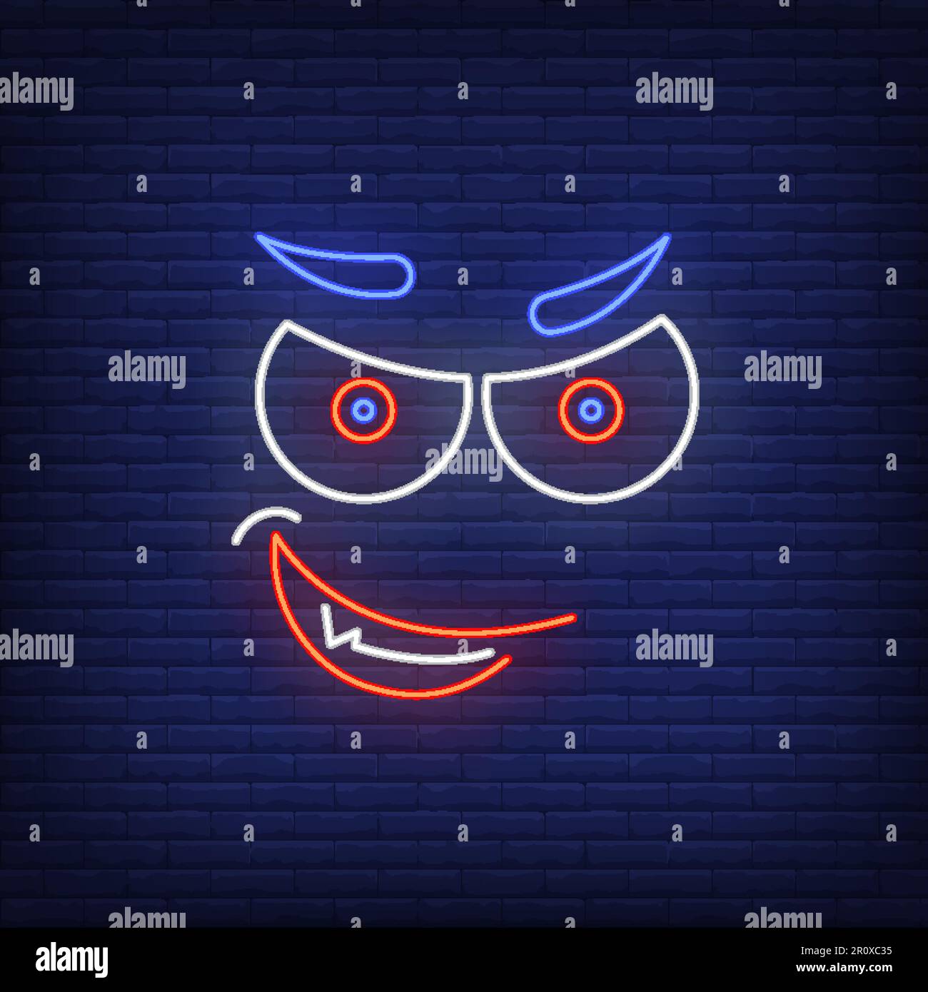 Sneaky emoticon neon sign Stock Vector Image & Art - Alamy