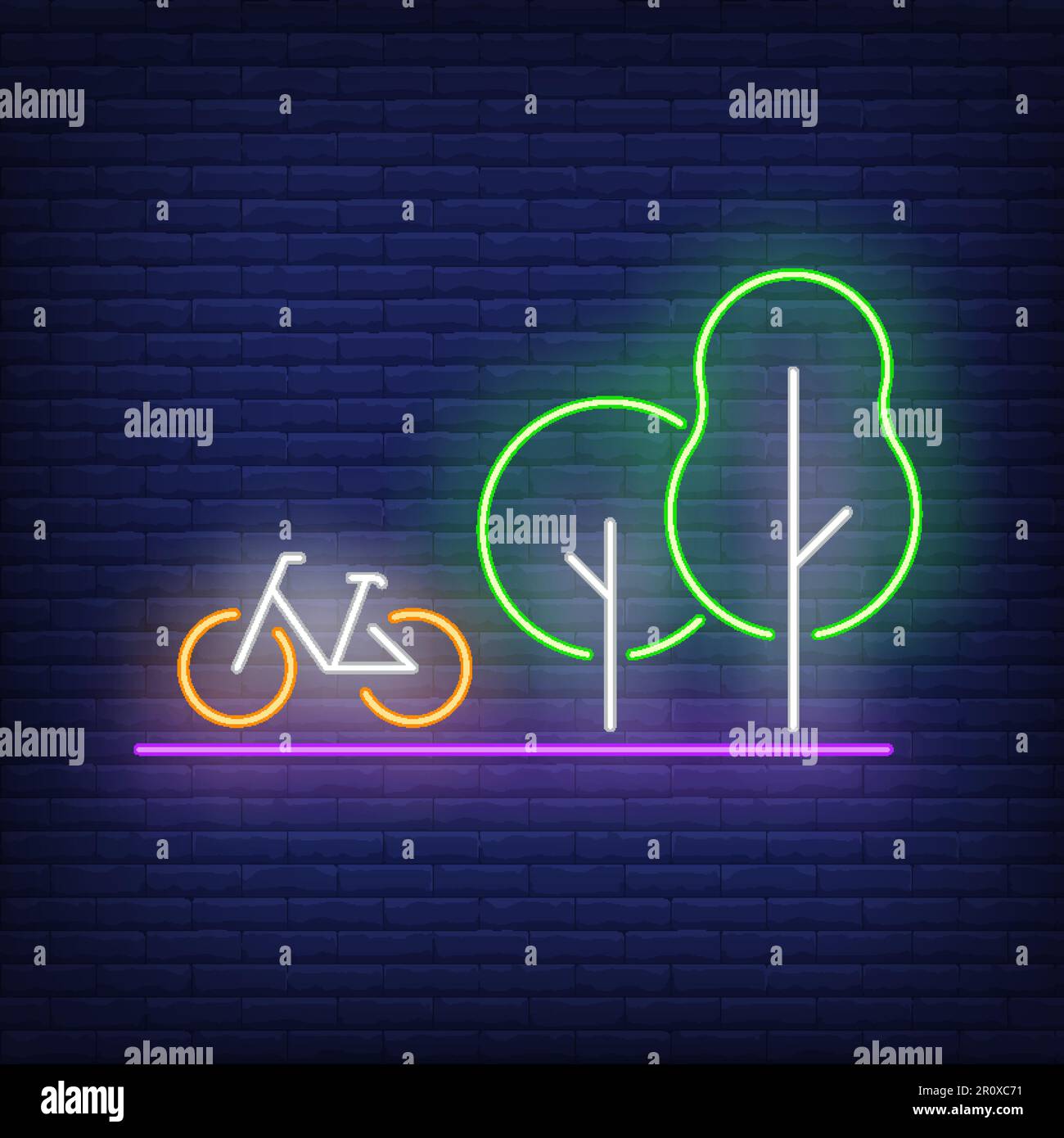 Bicycle and trees neon sign Stock Vector Image & Art - Alamy