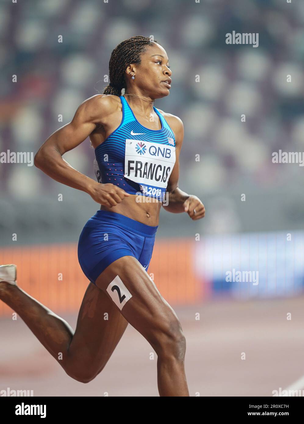 Phyllis FRANCIS running the 400m at the 2019 World Athletics ...