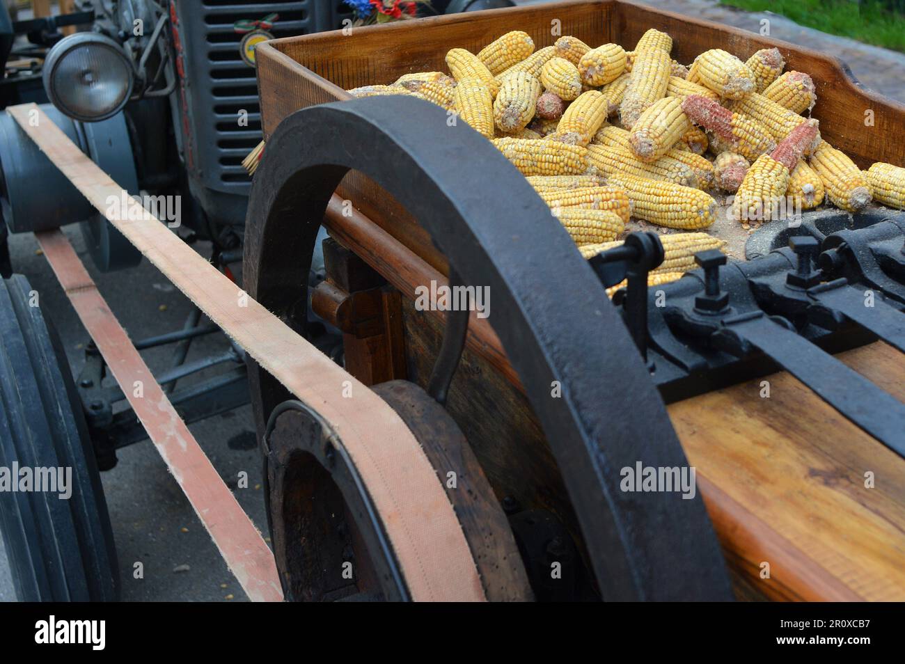 Ancient agricultural machinery for shelling corn cobs Stock Photo - Alamy