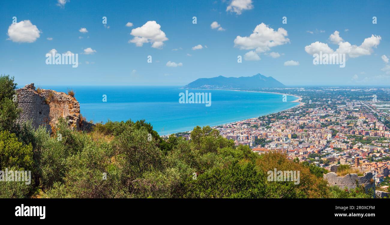 Tyrrhenian sea coast view from Temple of Jupiter Anxur (Tempio di Giove ...