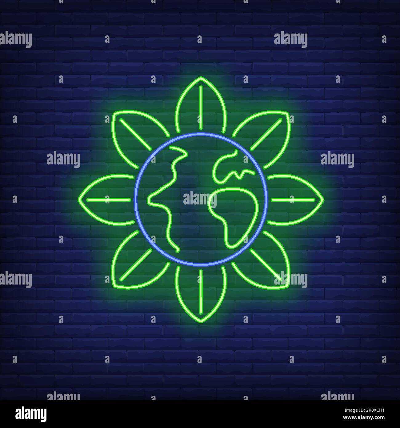 Earth globe flower metaphor neon sign Stock Vector Image & Art - Alamy