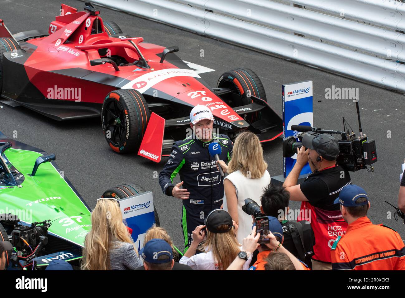 Race winner Nick Cassidy (Envision Racing Team) respondsto the press on ...