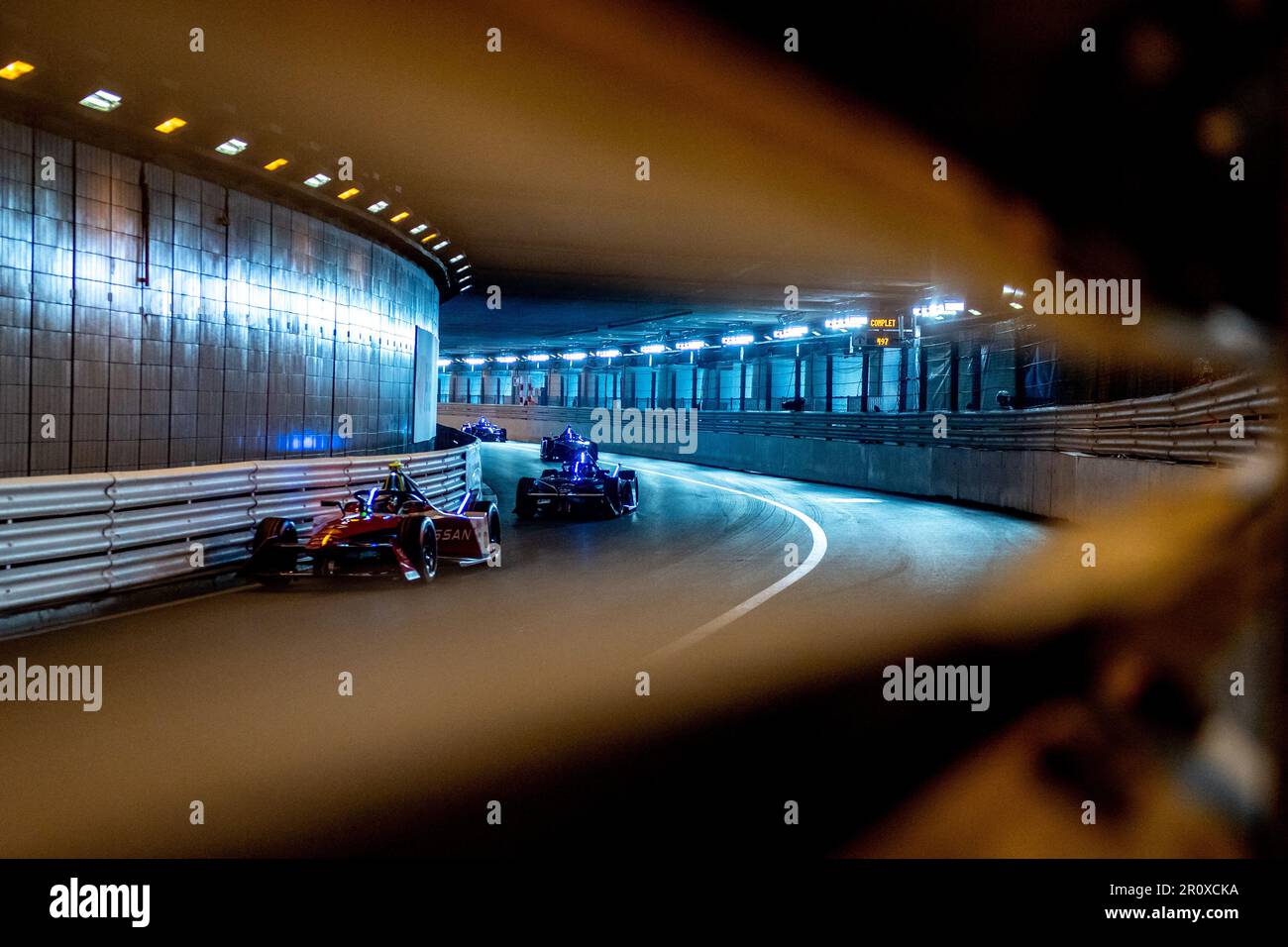 Cars are seen racing in the Tunnel during the 2023 Monaco Fia ABB ...