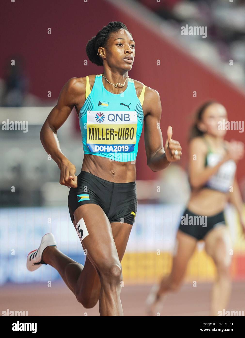 Shaunae MILLER-UIBO running the 400m at the 2019 World Athletics ...